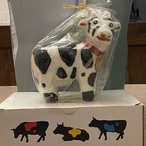 Accents | Vintage Cow Wax Wick Candle Farm Animal Decor Gold Cowbell ...